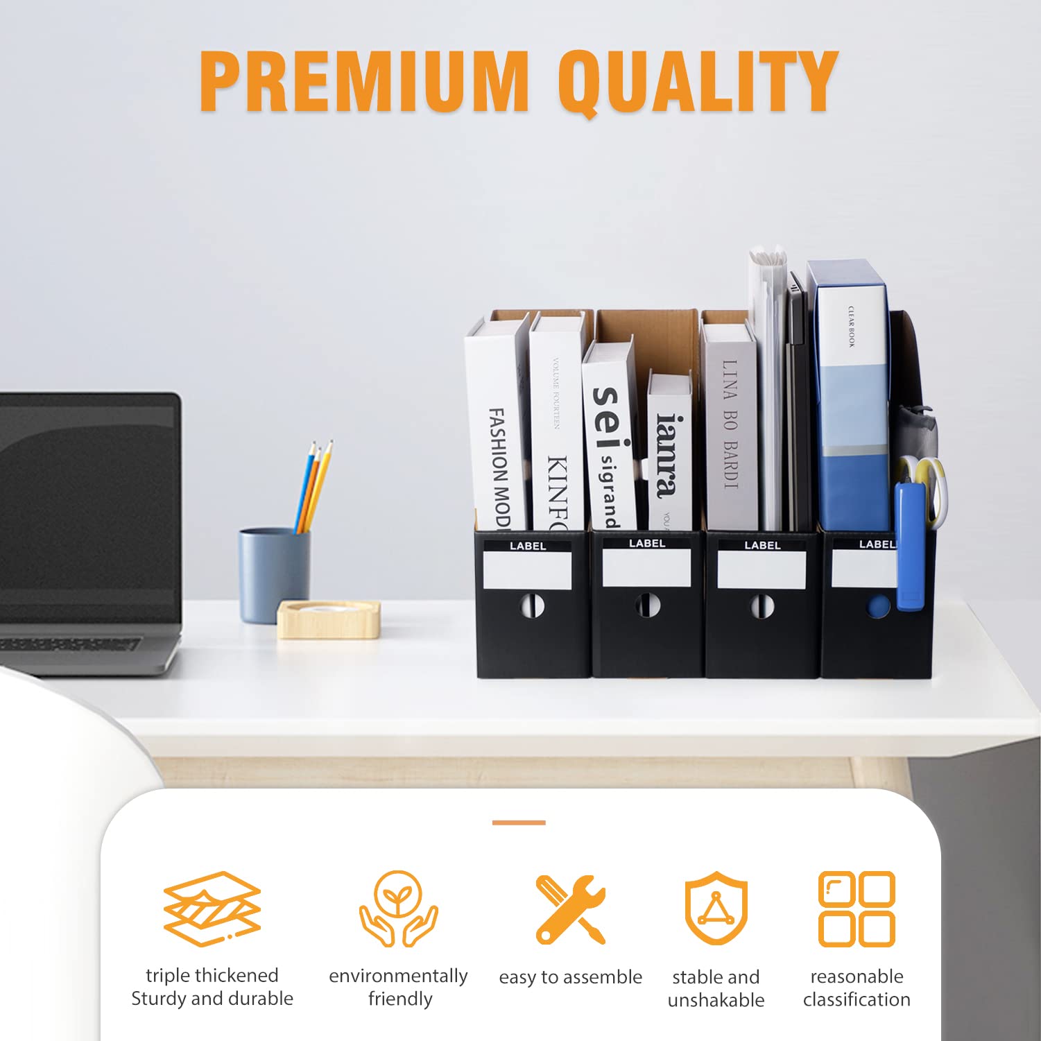 Box Files A4 Book Ends Cardboard Magazine File Holder - Desktop ...