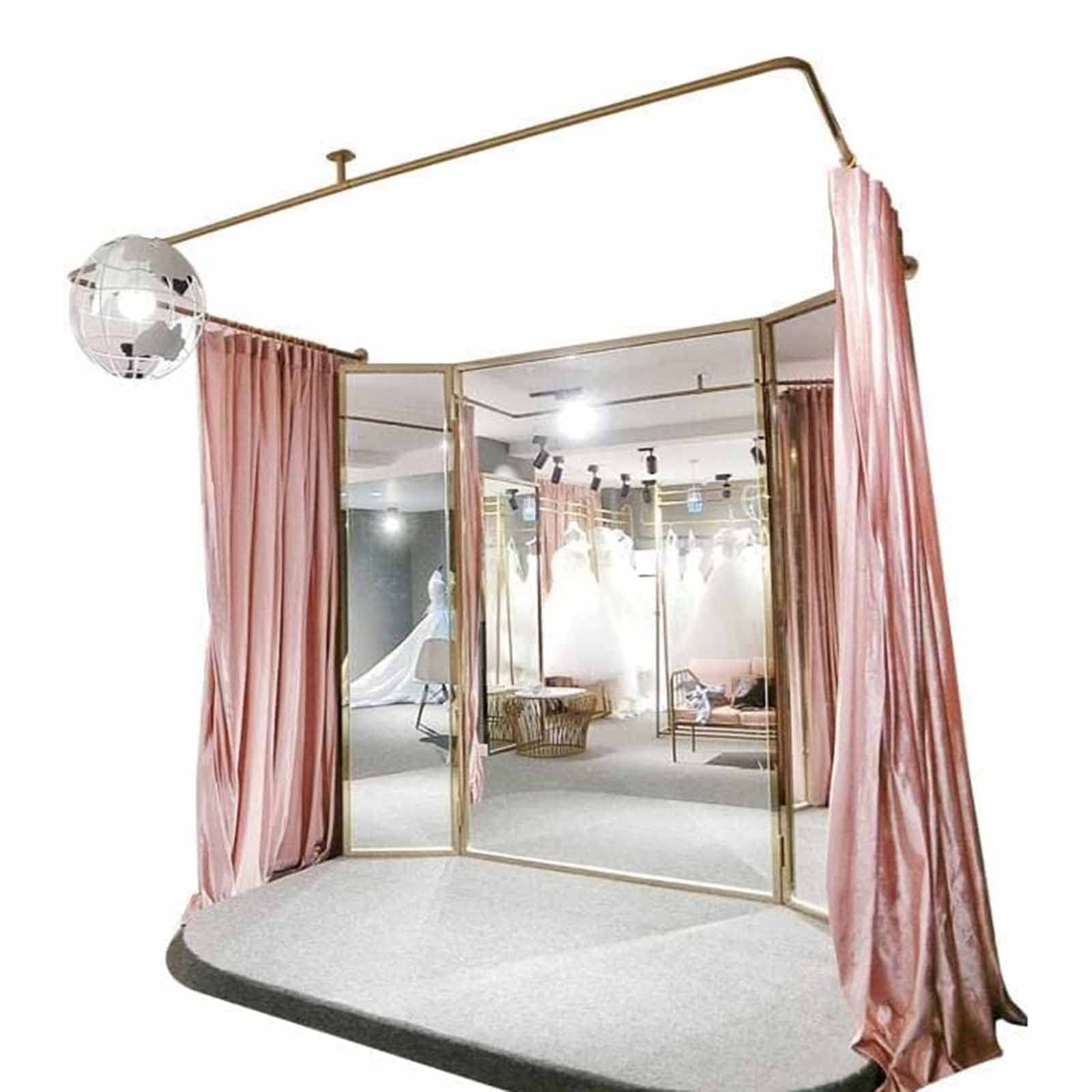 Retail Dressing Room Semi Circle Curtain Rod Wall Mount Bridal ...
