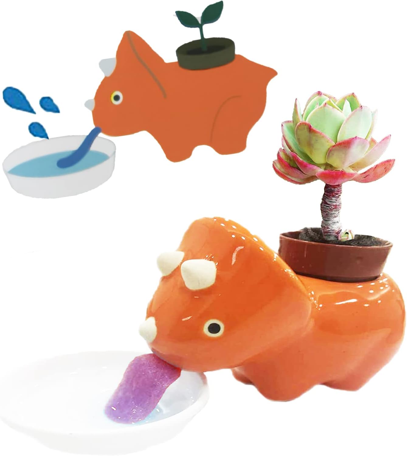 Amazon.com: VERLIAN Mini Self Watering Pots, Dinosaur Succulent Animal ...