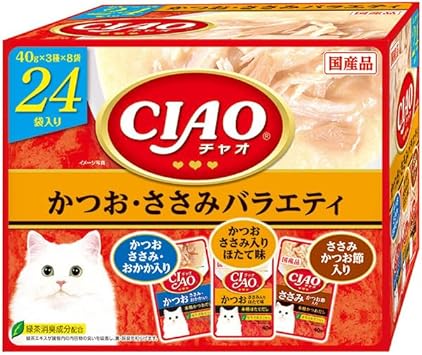 Amazon.co.jp: CIAO (チャオ) CIAOパウチ かつお・ささみバラエティ 40g×24袋 : ペット用品