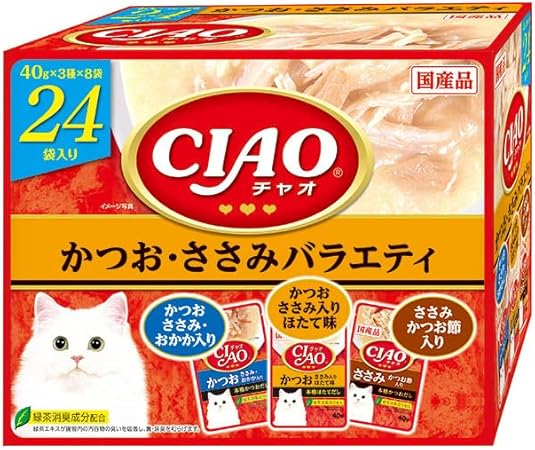 Amazon.co.jp: CIAO (チャオ) CIAOパウチ かつお・ささみバラエティ 40g×24袋 : ペット用品