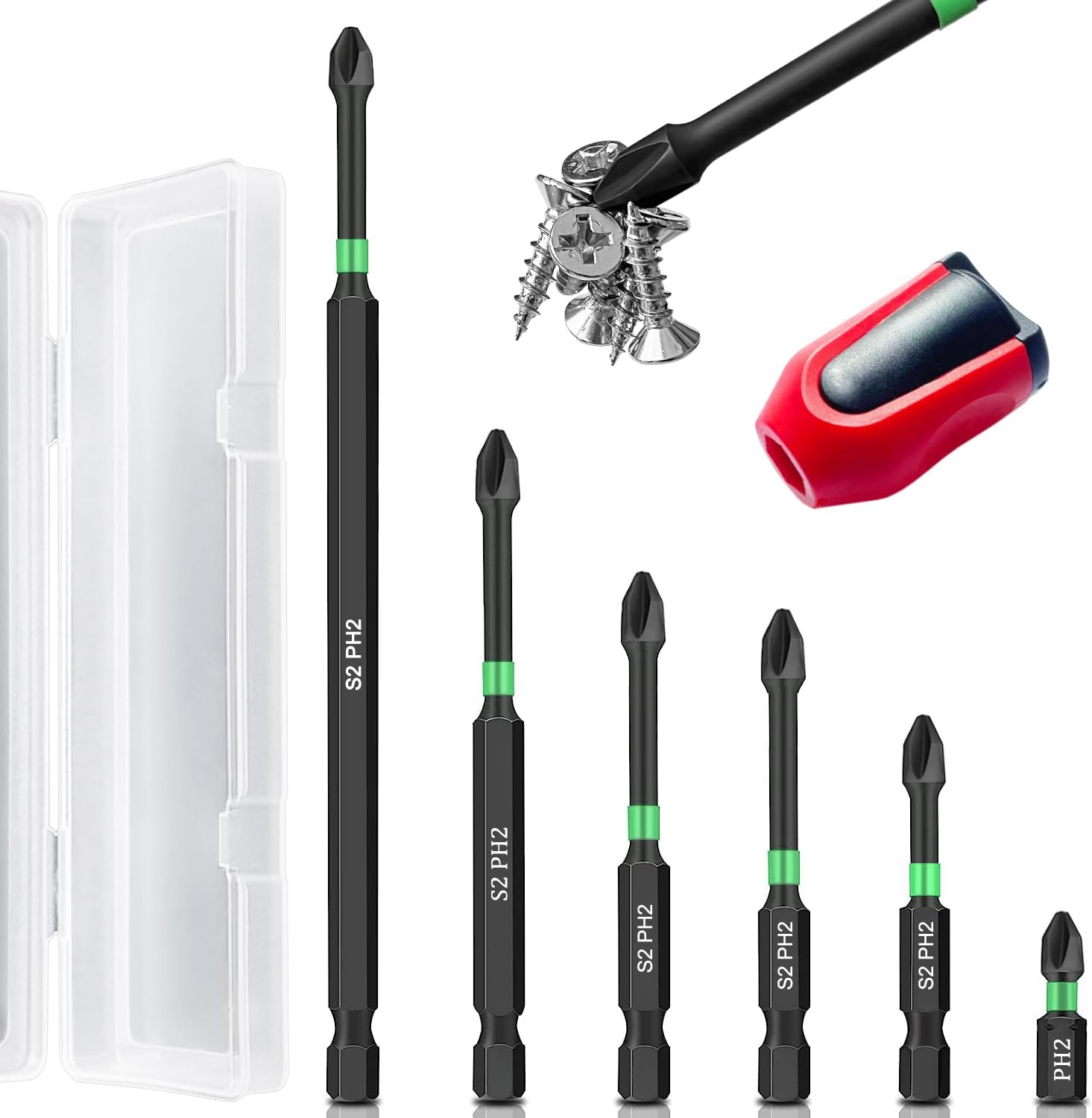 PTSLKHN Phillips Bits Set, Magnetic Head Drill Bits, 6PCS Impact and ...