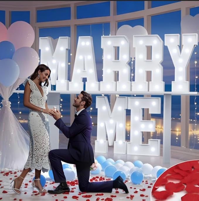 Amazon.com: Marry Me Light Up Letters, 7pcs Will You Marry Me Sign ...