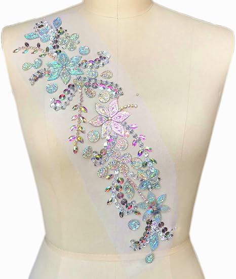 Amazon.com: Pure Handmade 10x42cm Bright Crystal Patches Sew-on ...
