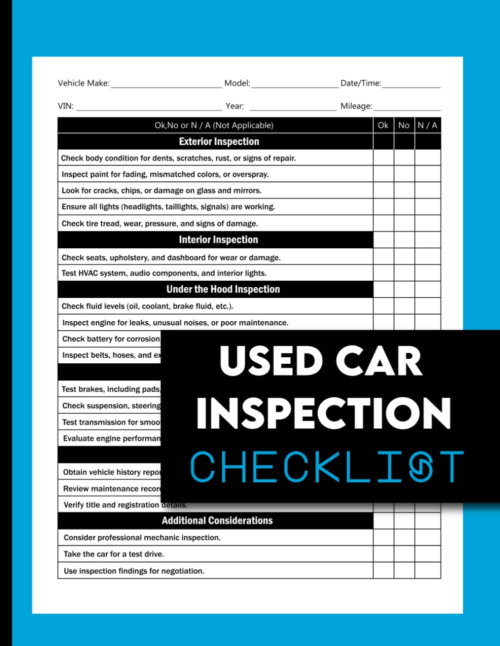 Used Car Inspection Checklist: Comprehensive Used Car Inspection ...