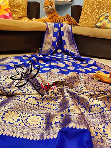 Buy Weda Weaver Llp Women's Saree (Llp45ss12_Blue_Free Size) at Amazon.in