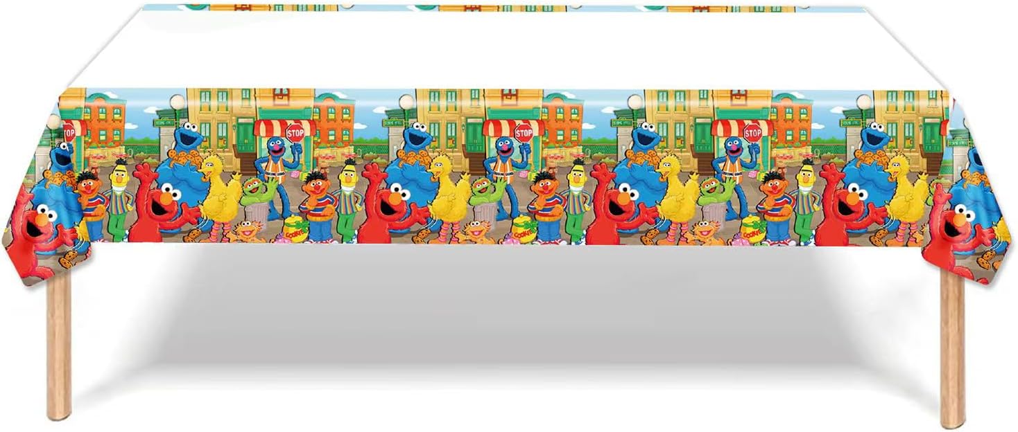 Amazon.com: LAZEAUGJ Sesame Street Table Cloth,Cartoon Birthday Party ...