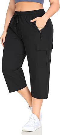 Amazon.com: ZERDOCEAN Women's Plus Size Capri Hiking Pants Lightweight ...
