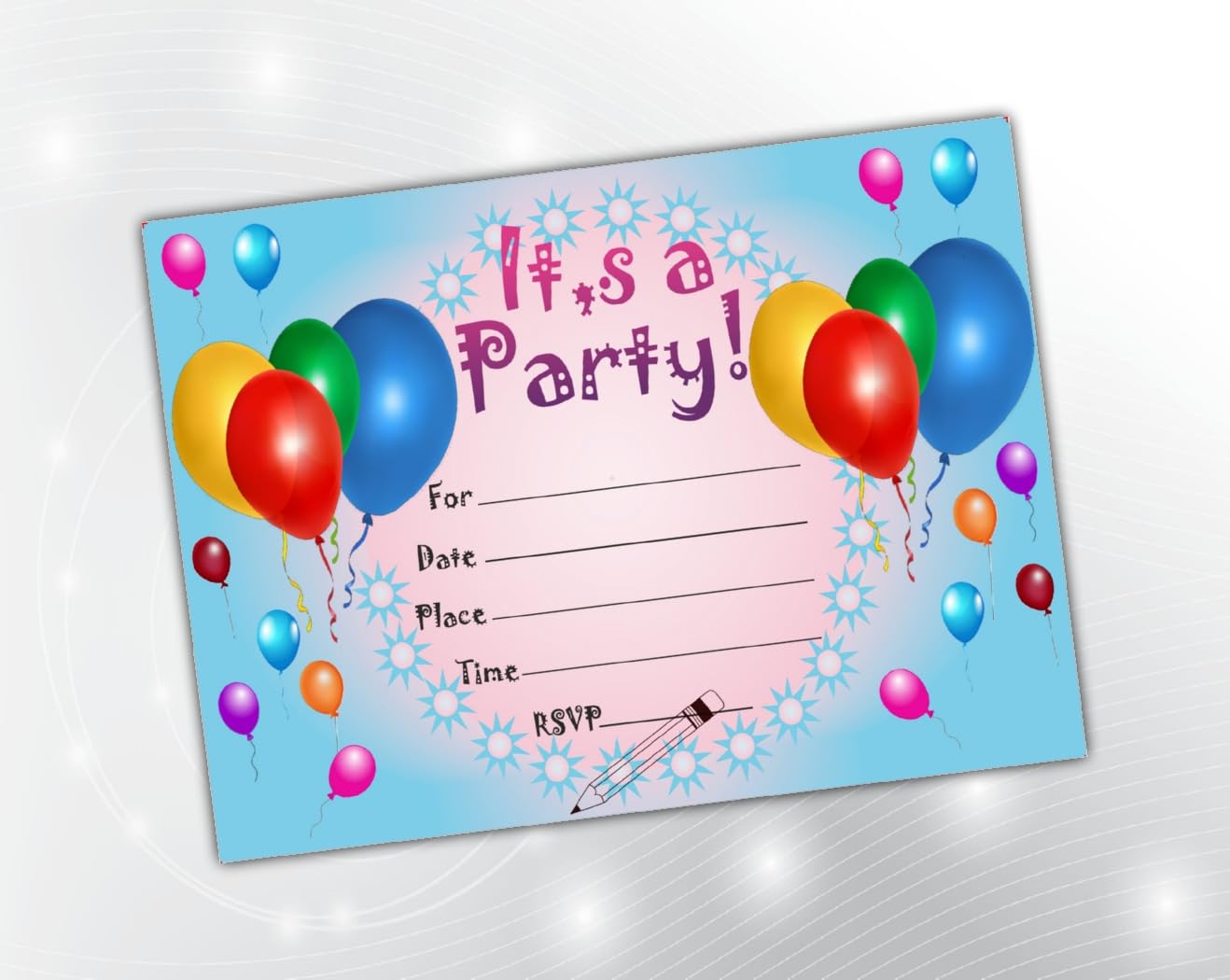 PartyStuff Balloons Theme Cards - Balloons Birthday Invitation Card ...