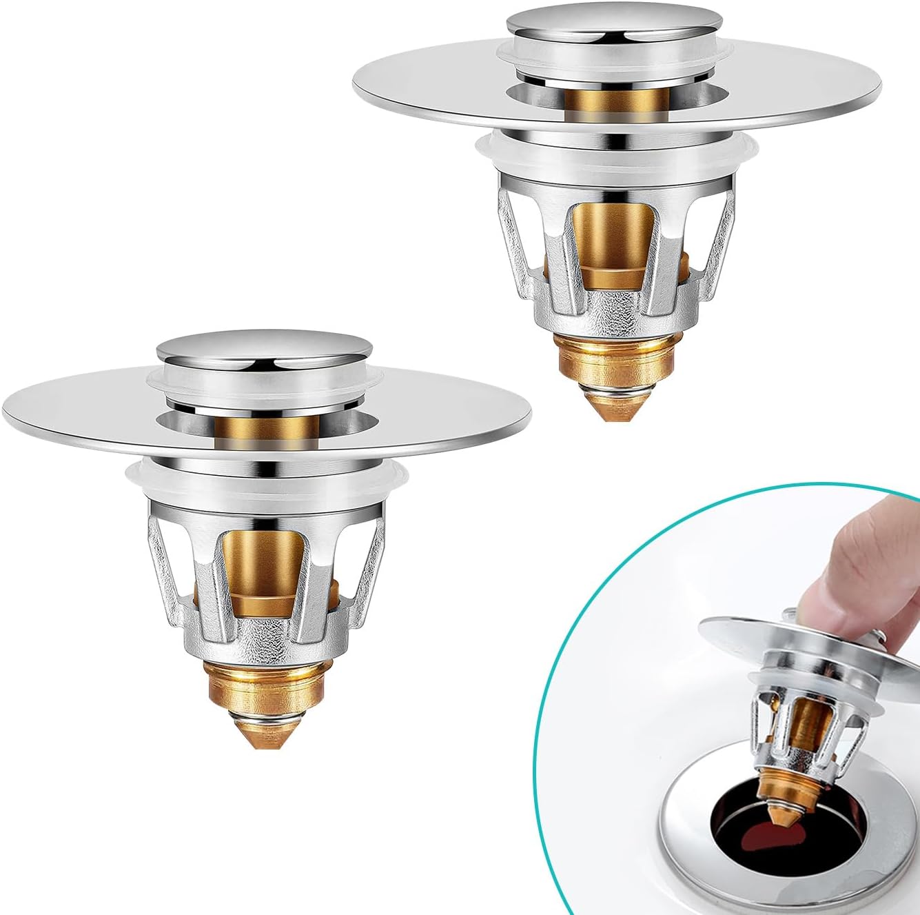 Universal Bathroom Sink Stopper with Hair Catcher, for 1.04-1.97 Inch ...