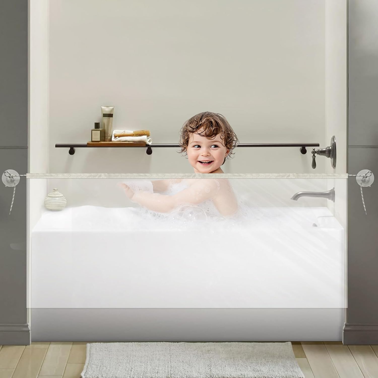 Amazon.com: JZHLLA Bathtub Shower Curtain Splash-Proof Clear Waterproof ...
