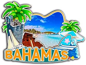 Amazon.com: Bahamas Bahamas Magnet Fridge Magnet Wooden 3D Landmarks ...