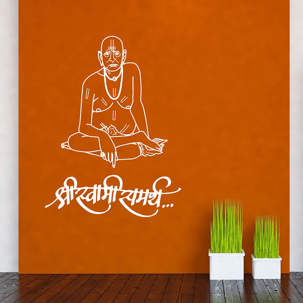Buy Hoopoe Decor Shree Swami Samarth Wall Stickers and Decals (Vinyl ...