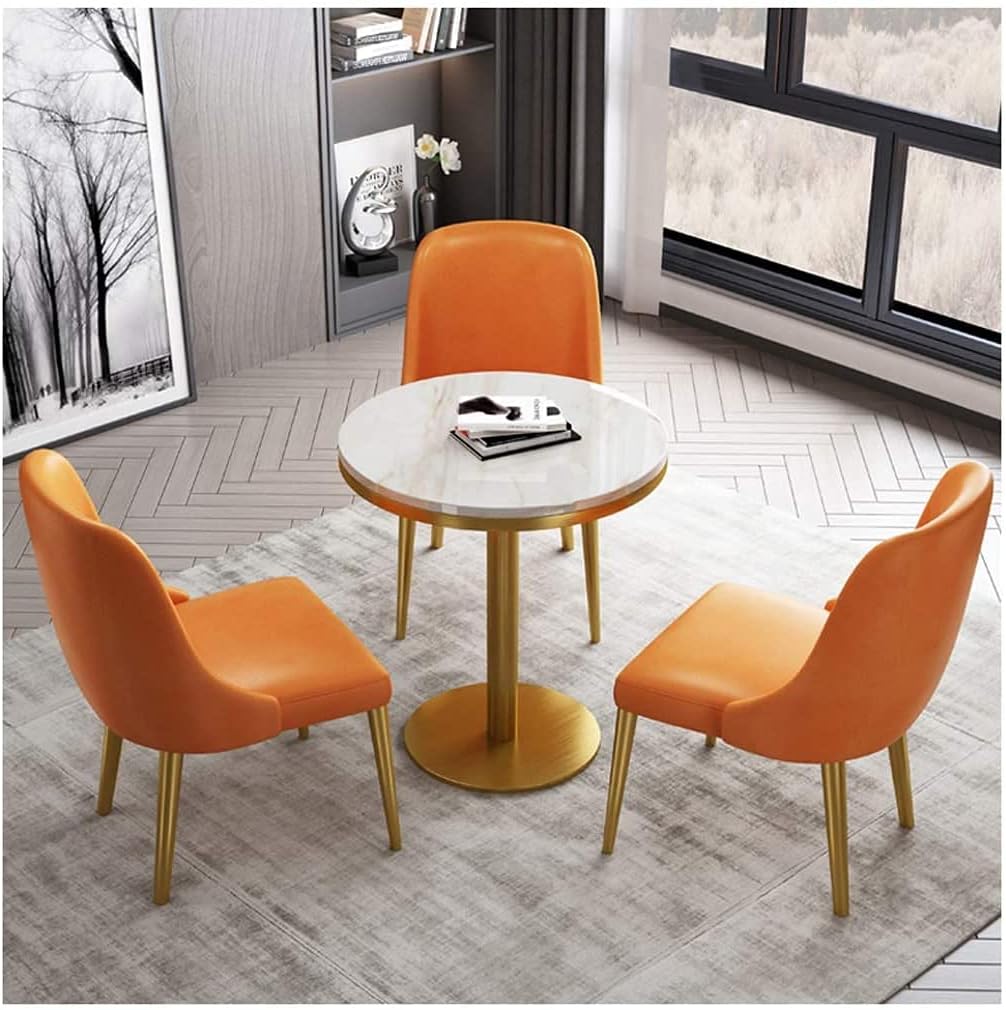 Amazon.com: Round Dining Table Set W/ 4 Chair - Save Space Cafe Table ...