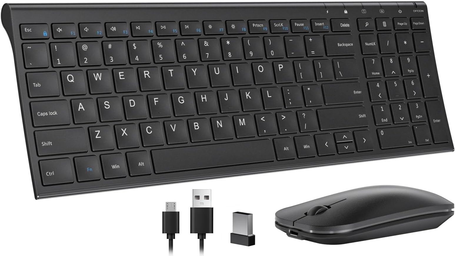 Amazon.com: Compact Wireless Keyboard Mouse, 2.4GHz Ultra Thin Small ...