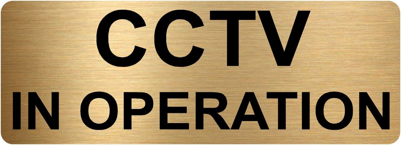 METAL Aluminum CCTV In Operation Sign-TEXT ONLY-Brushed GOLD -Warning ...