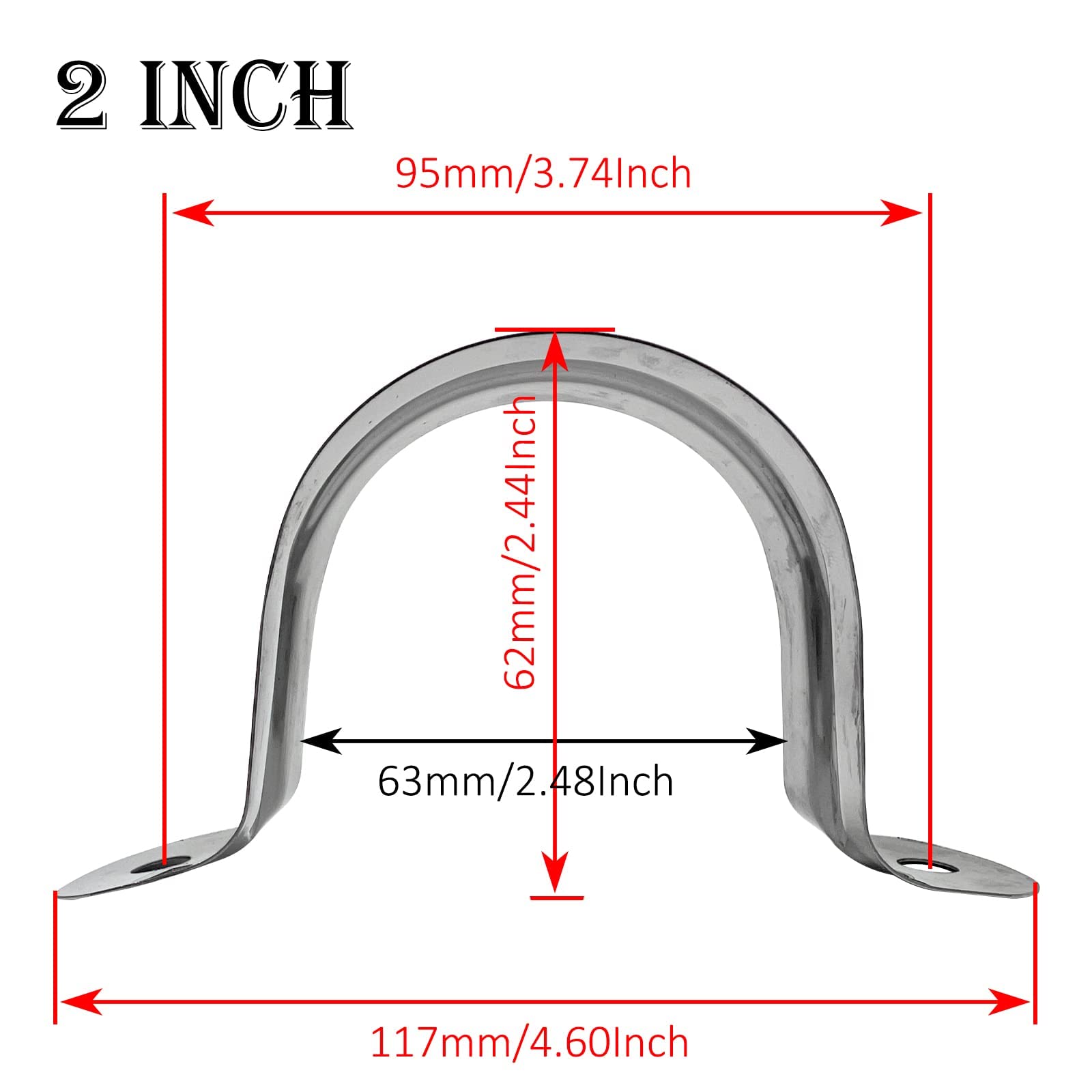 Snapklik.com : NGe 2Inch U Bracket Tube Clip Pipe Strap Clamp Stainless ...