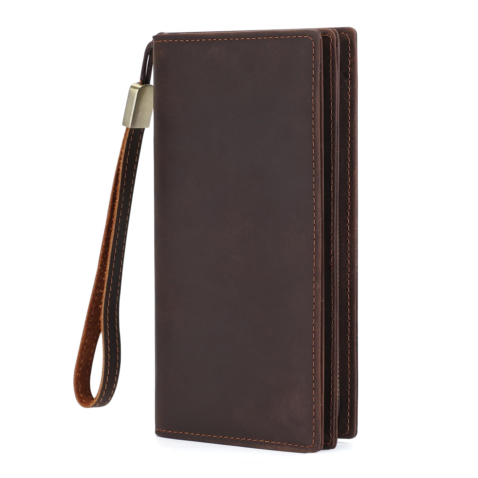 Amazon.com: BAIGIO Genuine Leather Long Wallet for Men Bifold Wallet ...