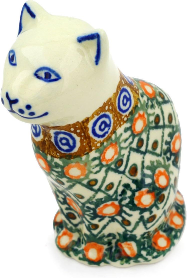 Amazon.com: Polmedia Polish Pottery Cat Figurine UNIKAT - Polish Basket ...
