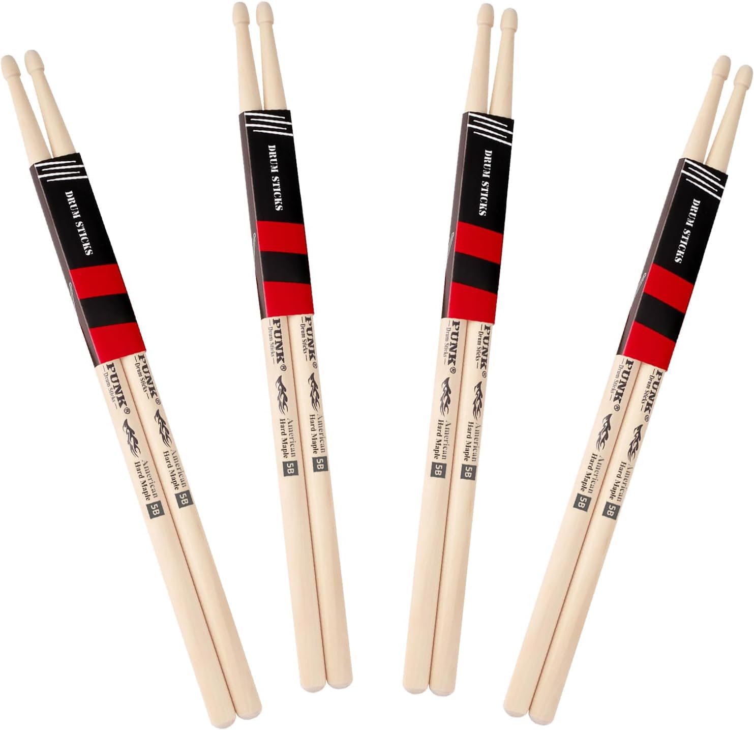 Snapklik.com : Drum Sticks 4 Pairs Drumsticks 5B American Hard Maple ...