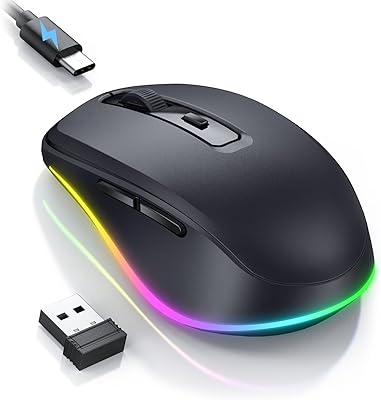 Wireless Mouse, iClever MD165 Dual Mode Wireless Mouse, Bluetooth Type-C Rechargeable Mouse, 2 ...