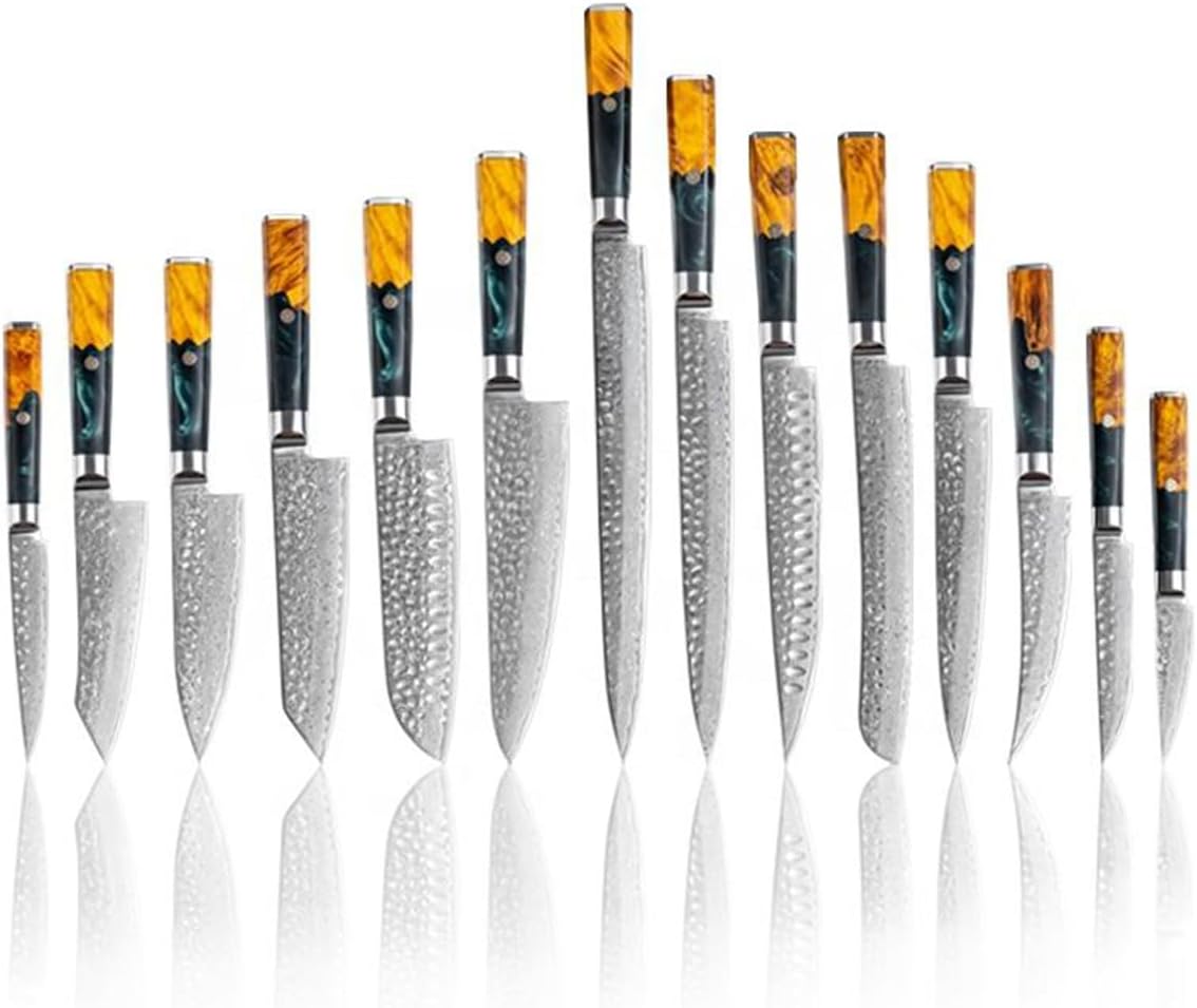 Amazon.com: IKXO 13-Piece Damascus Kitchen Knife Set VG10 Steel Core 73 ...