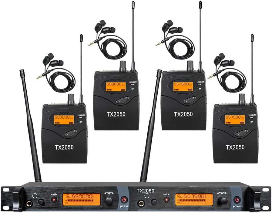 Amazon.com: OPQRST Wireless in Ear Monitor System UHF 4 Bodypacks ...