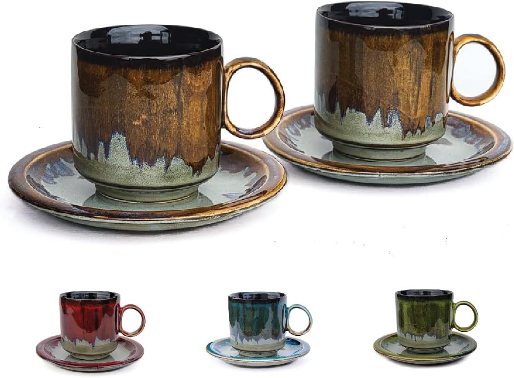 Amazon.com | Spark In Life - Unique Brown Hand Painted Ceramic Espresso ...