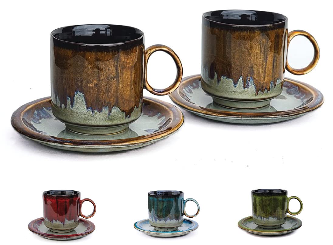 Amazon.com | Spark In Life - Unique Brown Hand Painted Ceramic Espresso ...