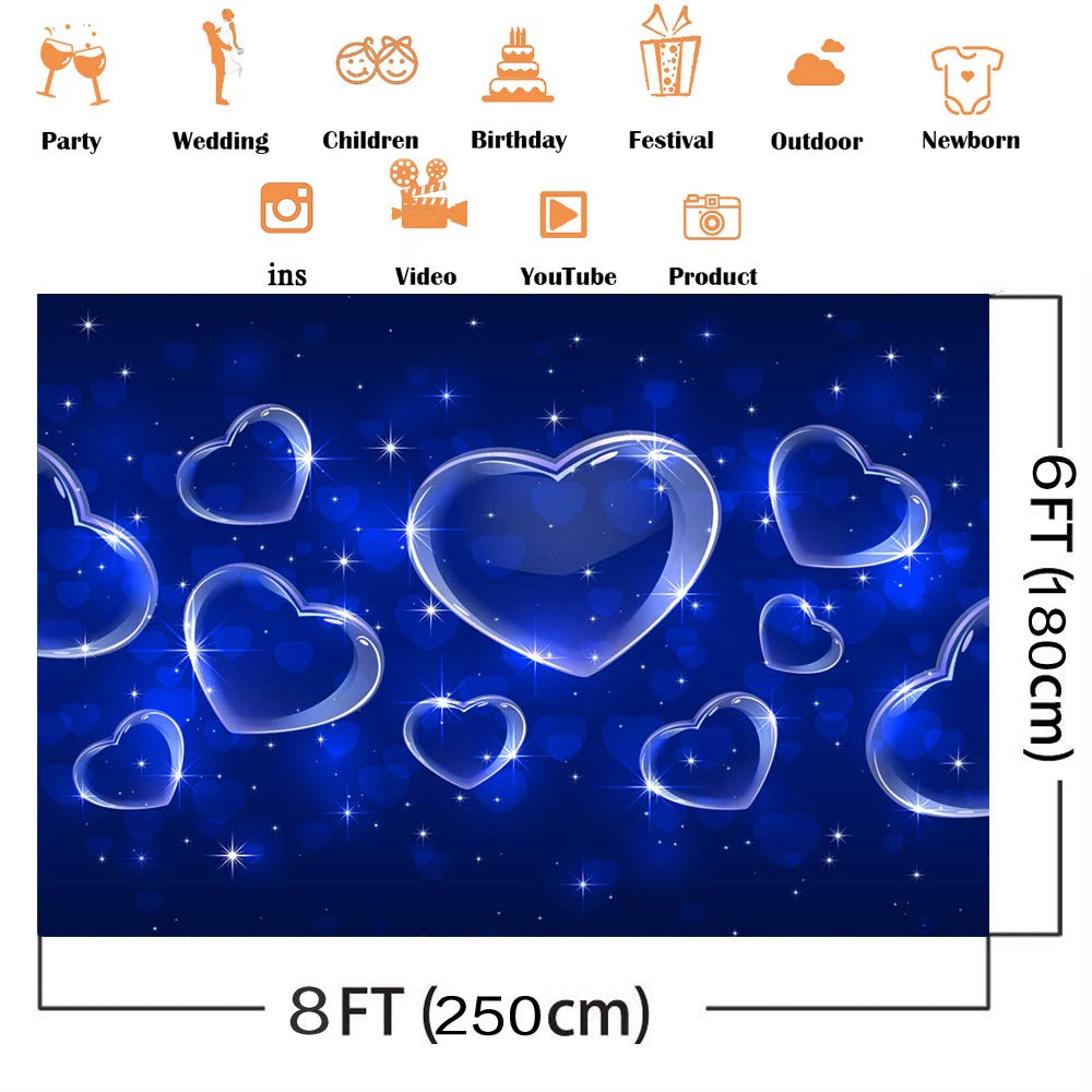Buy Avezano Blue Heart Backdrop Early 2000s Photography Backdrop ...