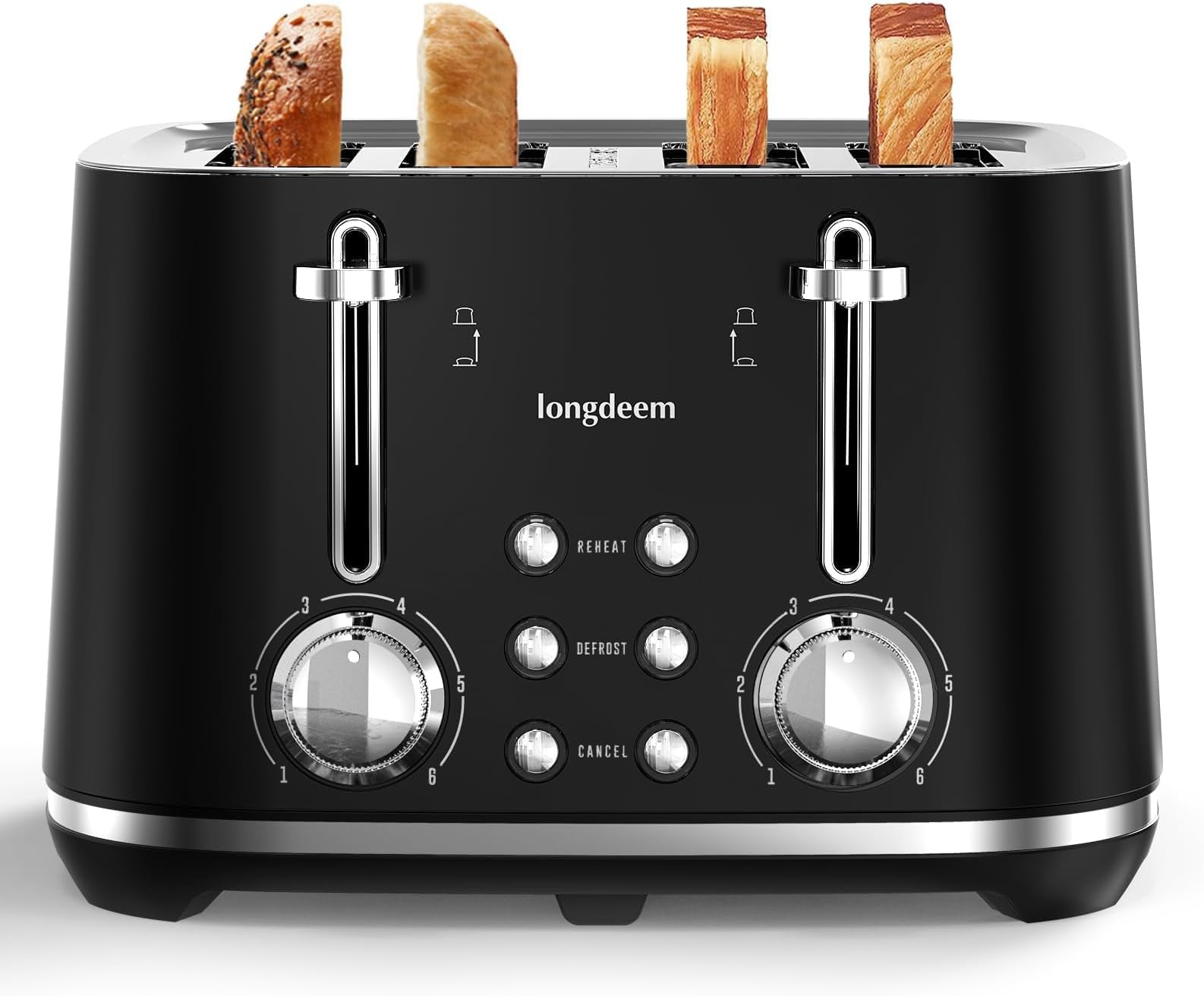 Amazon.com: 4-Slice Stainless Steel Black Toaster - Retro, Adjustable ...