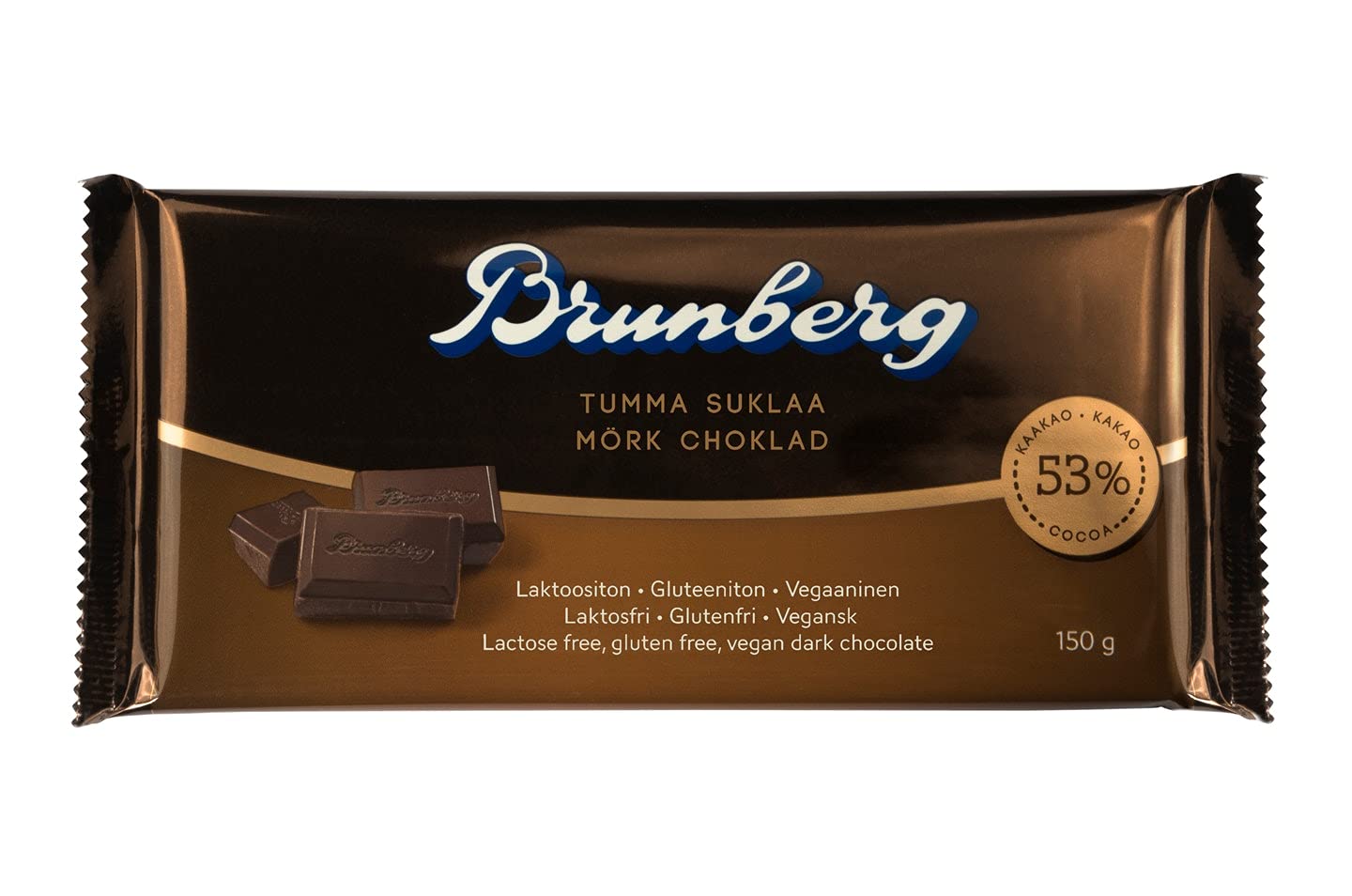 Amazon.com: 10 x bars Brunberg Dark chocolate 53 % 150g vegan, lactose ...