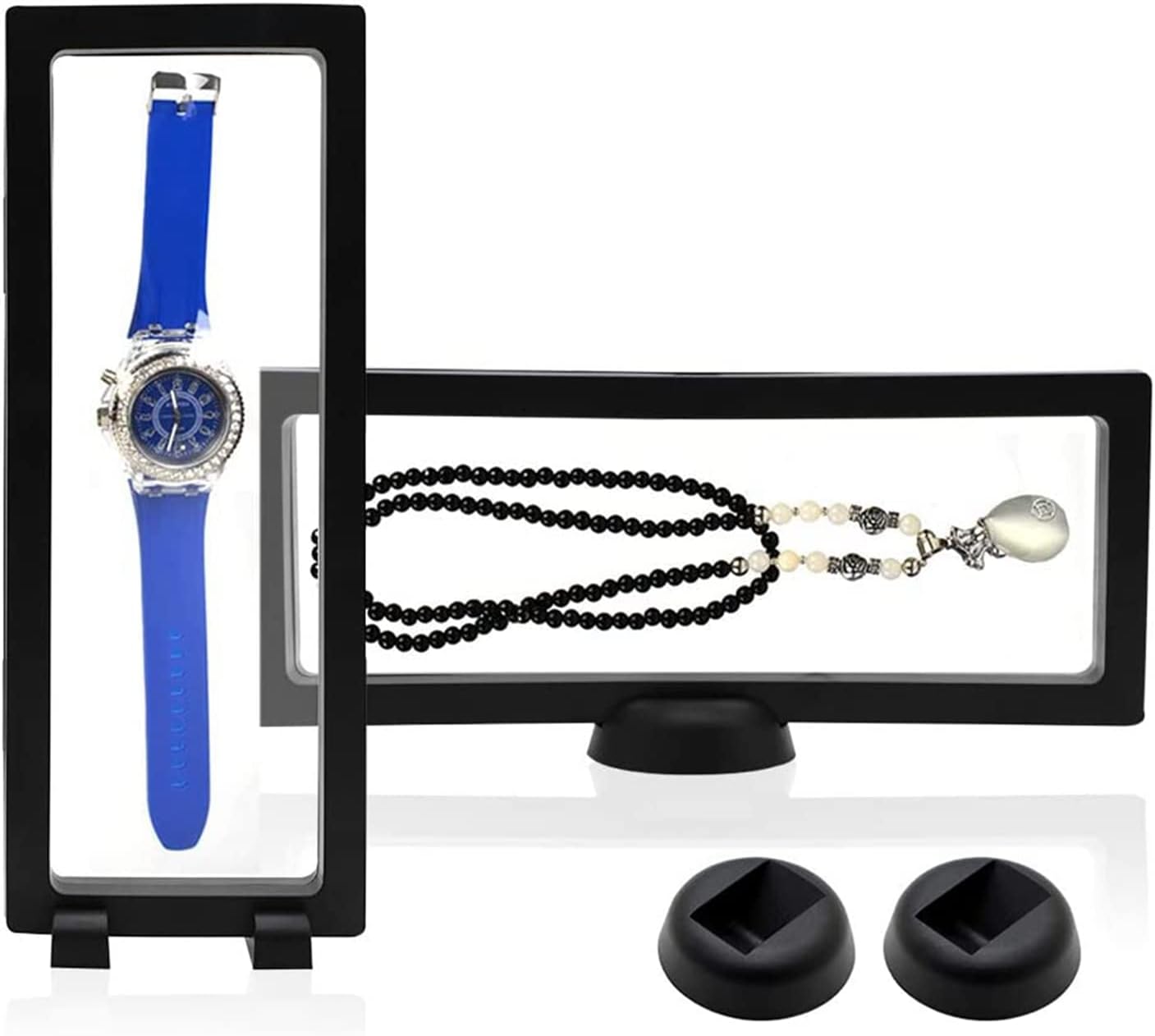 QUMENEY 2PCS 3D Floating Frame Display Stands, Transparent Display Floating Frame Holder with ...