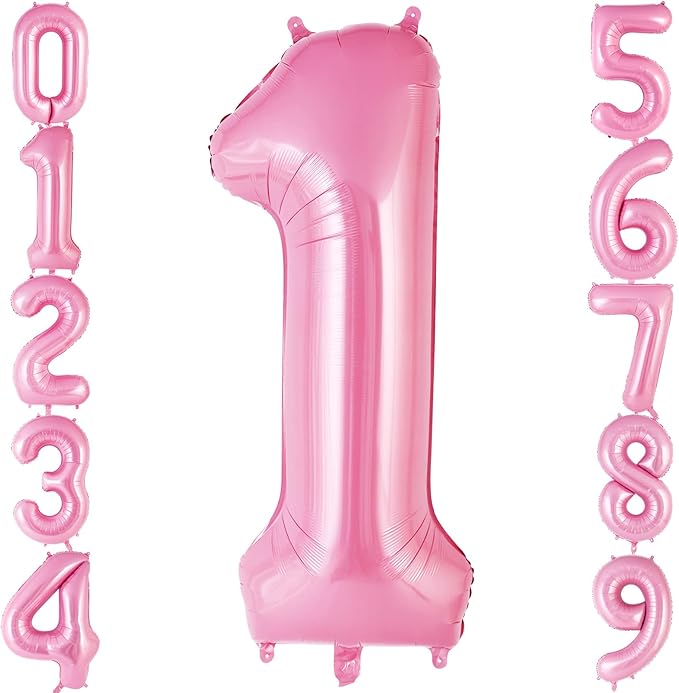 Amazon.com: Pink Number 1 Balloon 40 Inch, Big Large Foil Helium Number ...