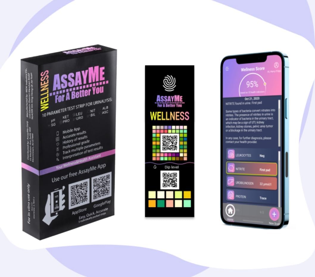 Amazon.com: AssayMe Wellness Urine Home Test Strips with Mobile App ...