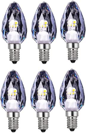 6-Pack E12 Exquisite K9 Crystal Daylight 5W Bulb 40-50W Incandescent ...