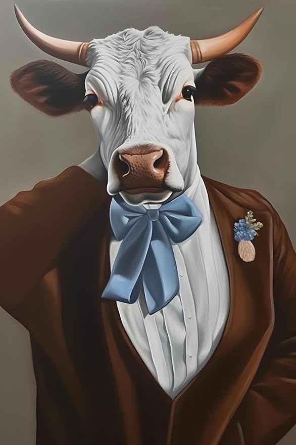 Amazon.com: Cow Diamond Painting Kits for Adults Kids Cow Wearing Blue ...