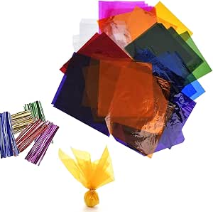 Yeesabella 40PCS Coloured Cellophane Sheets, Colored Plastic Acetate ...