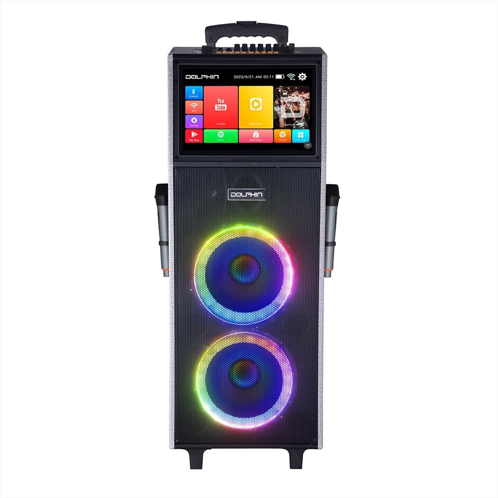 Amazon.com: Dolphin KaraokeBox 2100R Rechargeable Karaoke Machine – 2 ...