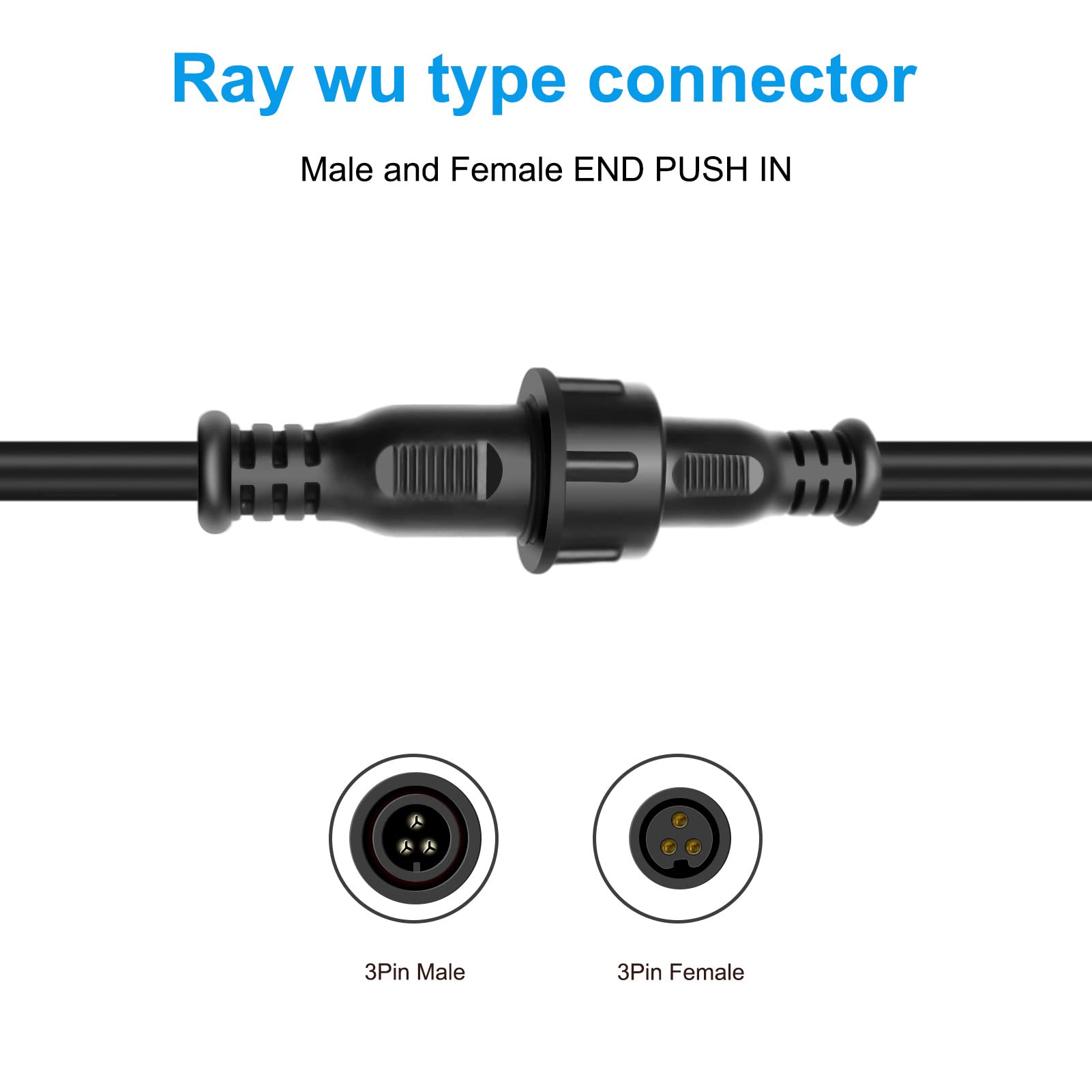 Buy Etopkeji 10 Pairs 3 Pin Ray Wu Connector, 20 inch Length and 18AWG ...