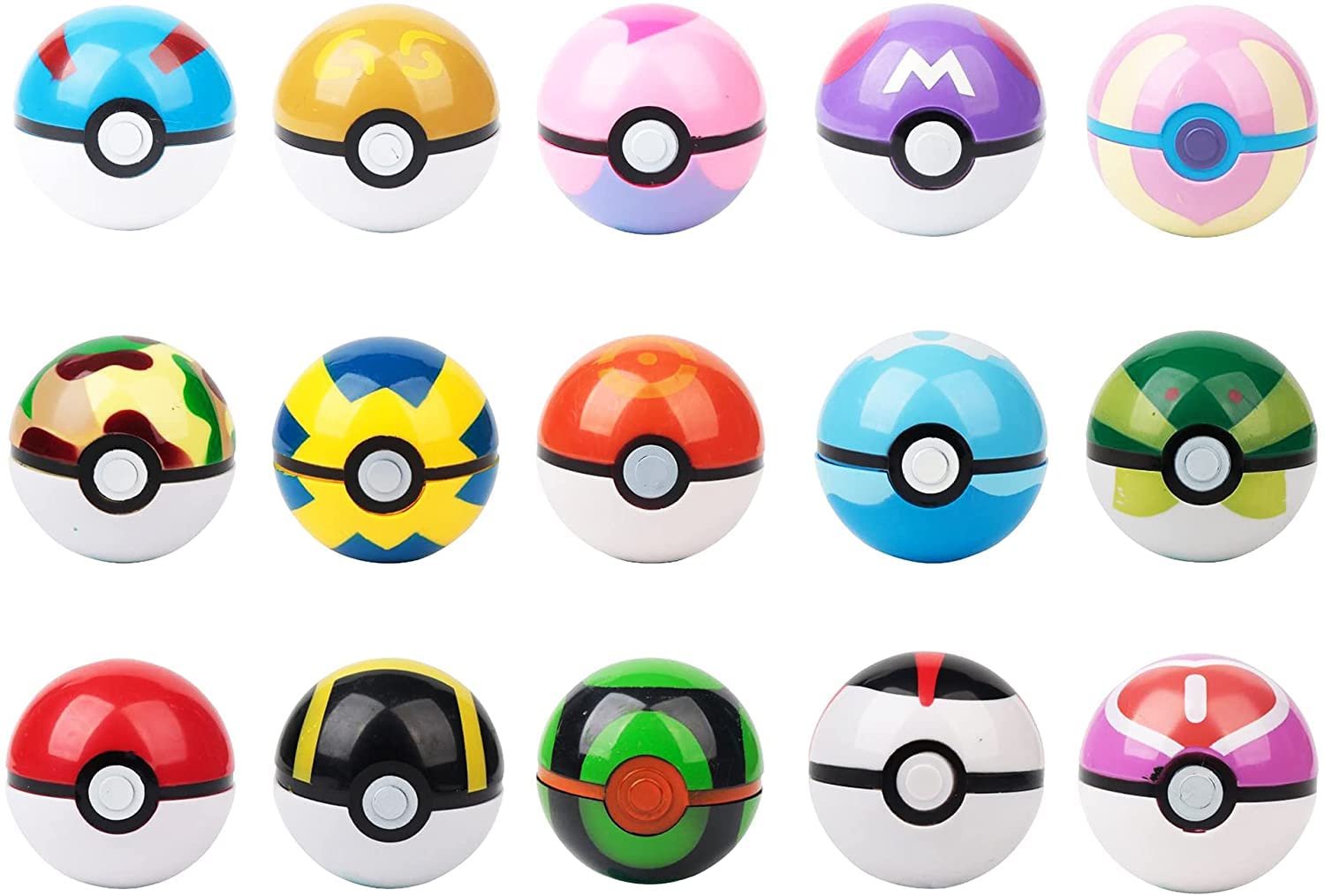 Jubi 15 Pack Collectible Pokeballs 2 8 Inches Toys Pocket | Desertcart ...