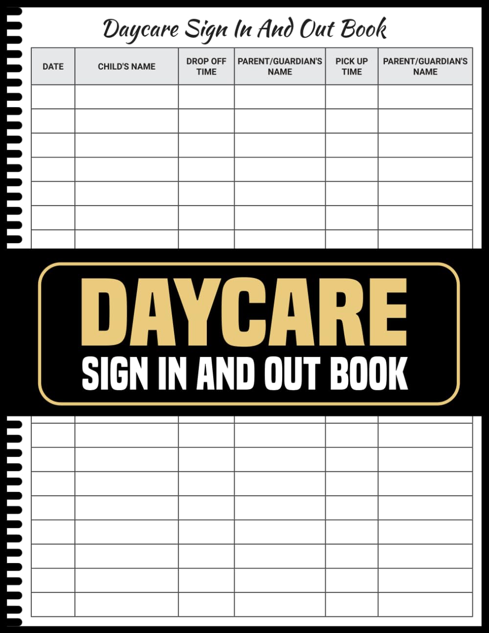 Daycare Sign In And Out Book: Comprehensive Attendance Record Book ...