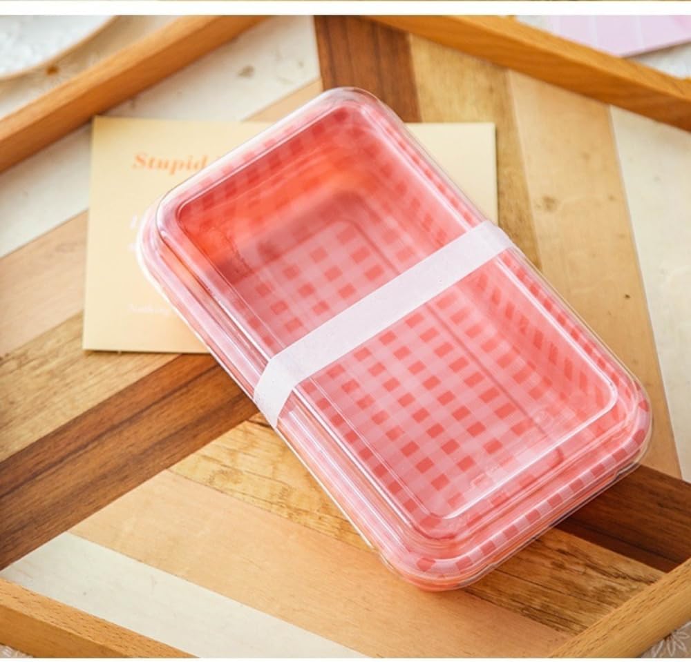 Amazon.com: 30 Set Plastic Disposable Rectangle Plaid Cake Boxes with ...