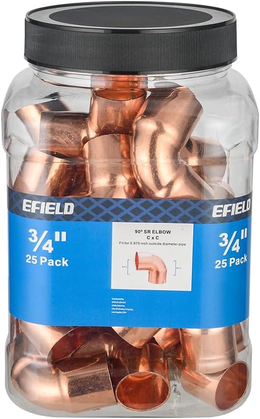 (10pcs) EZ-FLUID Plumbing 3/4" Copper Street 90 Degree Elbow Short Turn ...