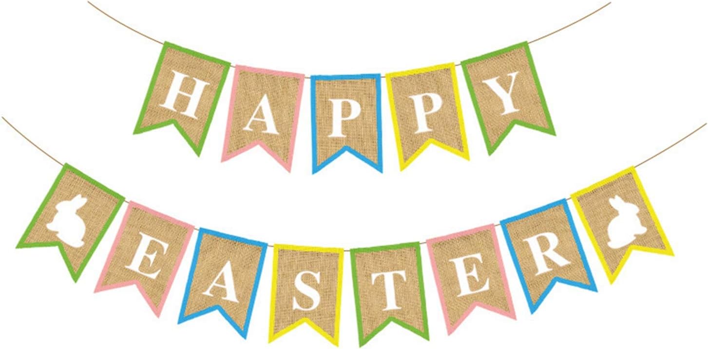 Amazon.com: S SNUOY 2 Pcs Colorful Happy Easter Banner Easter ...