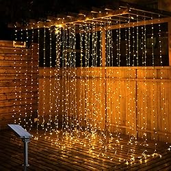 Solar Curtain String Lights Outdoor, OxyLED 300 LED Fairy Window String ...