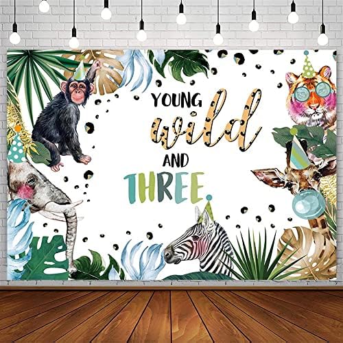 Amazon.com : AIBIIN 8x6ft Young Wild and Three Birthday Backdrop Safari ...