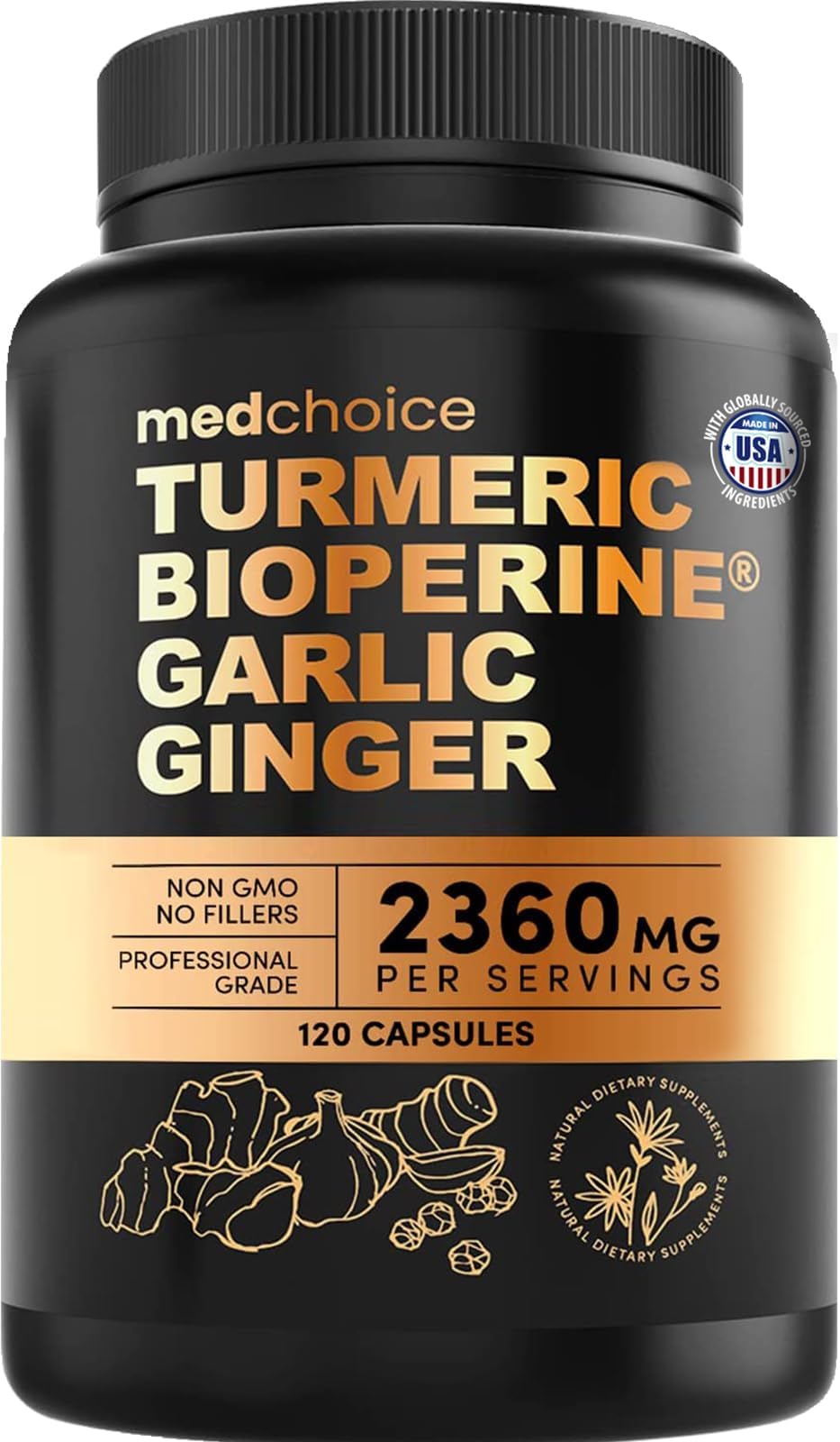 Amazon.com: 4-in-1 Turmeric and Garlic Supplements with Bioperine 2360 ...