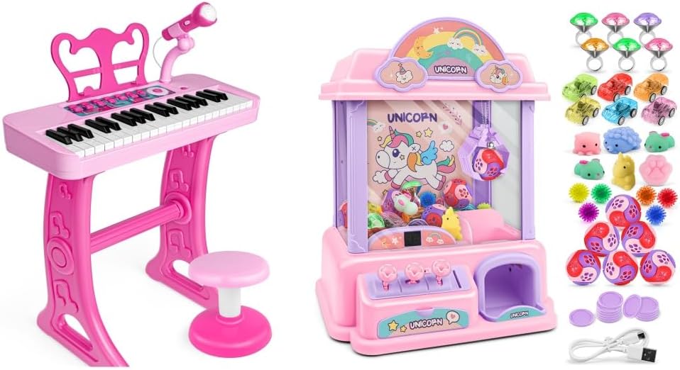 Amazon.com: Amy&Benton Piano Toy with Stood for Girls 3-5 Pink Music ...