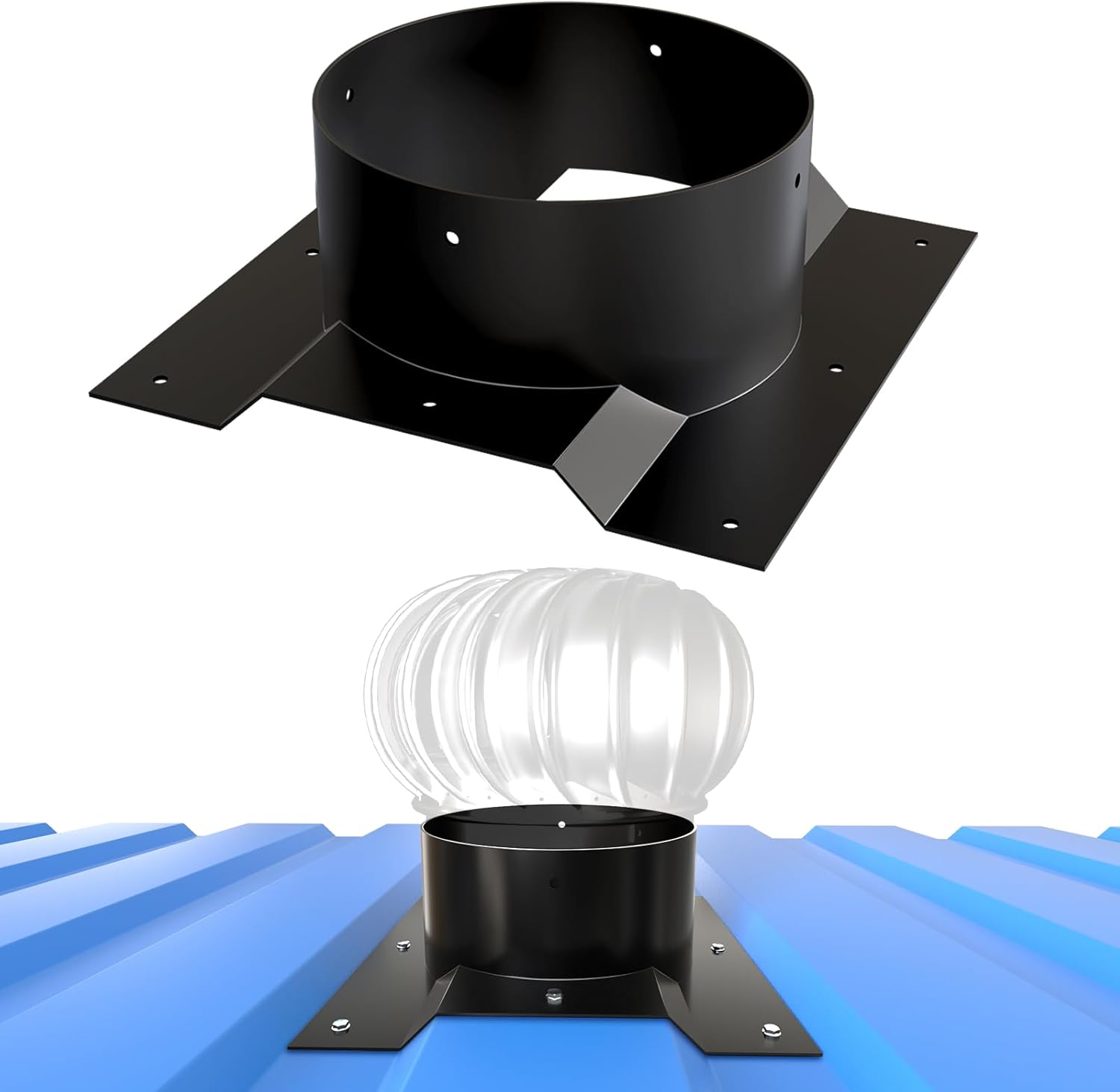 8 Inch Roof Whirlybird Turbine Vent Adapter, Shipping Container ...